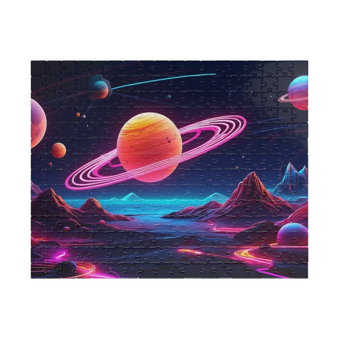 Cosmic Odyssey: Neon Galaxy Puzzle - Etsy