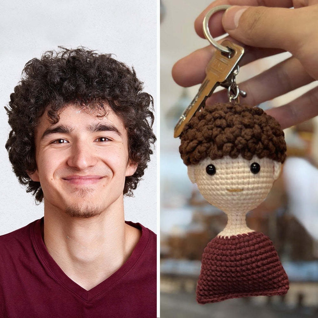 Custom Crochet Doll Keychain Custom Photo Gifts, Keychain for Boyfriend ...