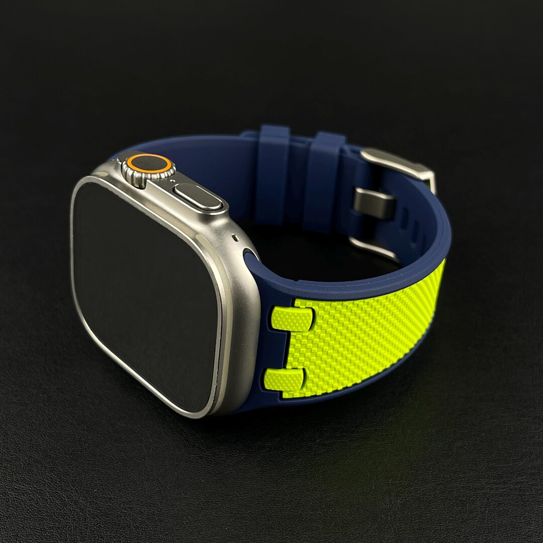 Blue & Green Silicone Rubber Watch Strap Band for New Apple Watch Ultra ...