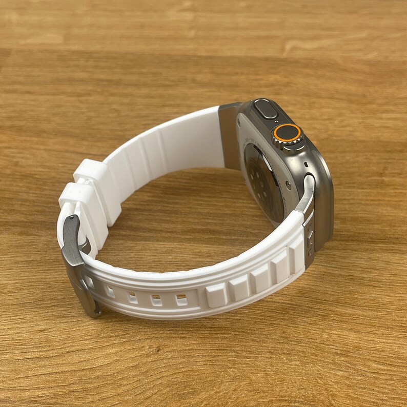 White Silicone Rubber Watch Strap Band for New Apple Watch Ultra 1 2 ...