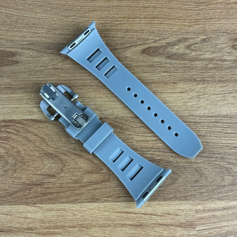 Grey Silicone Rubber Watch Strap Band for New Apple Watch Ultra 1 2 ...