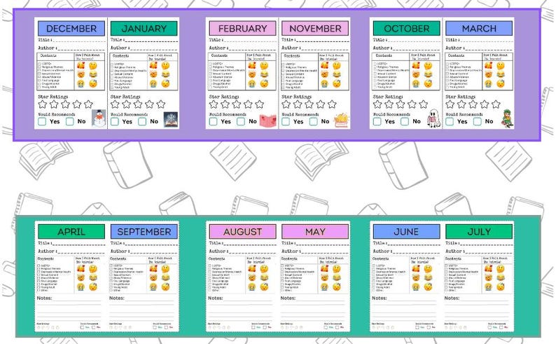 Printable Book Club Log Book Digital Download PDF Monthly Reading ...