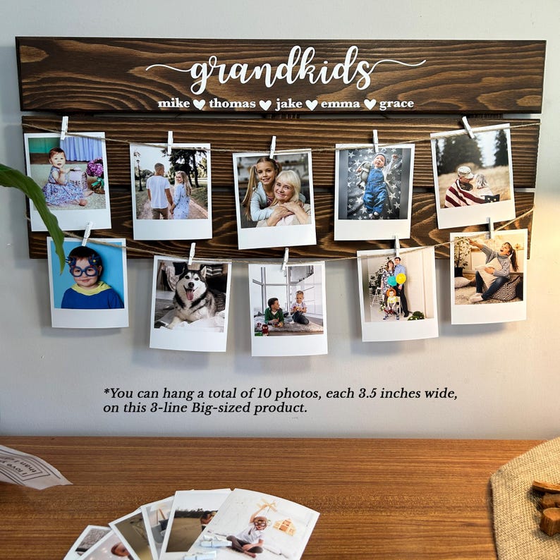 Personalized Grandkids Photo Display: Solid Wood Grandparent Gift - Etsy