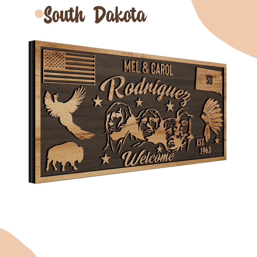 Custom Personalized Name Sign, South Dakota State Sign, South Dakota ...