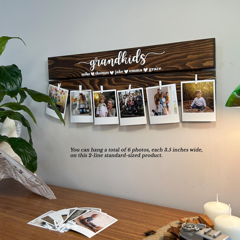 Personalized Grandkids Photo Display: Solid Wood Grandparent Gift - Etsy