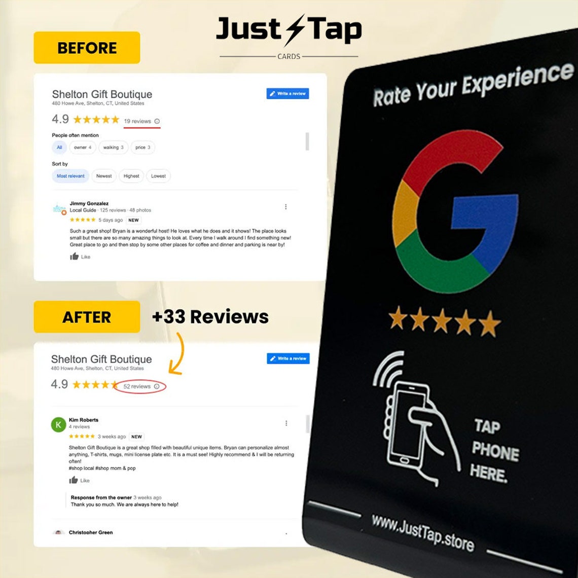 Justtap Google Review NFC Stand One-tap Instant Feedback From Customers ...