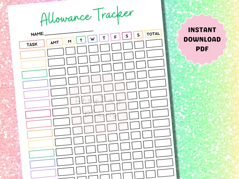 PRINTABLE Allowance Tracker | Chore Tracker | Household | Planner ...