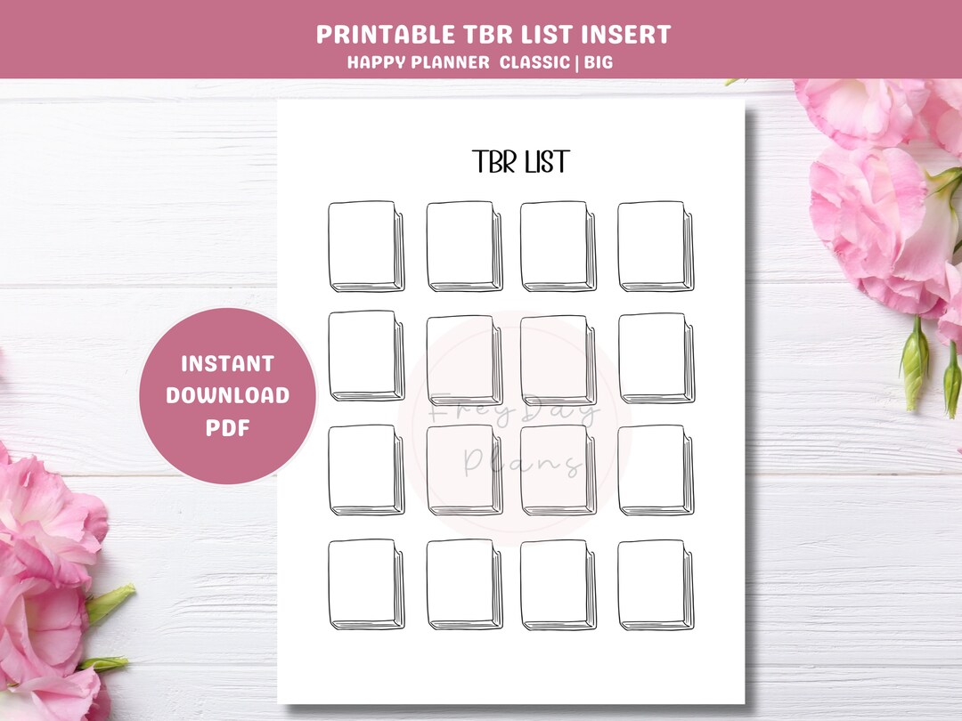 PRINTABLE TBR List Insert With Cut Lines | Reading Planner | Reading ...
