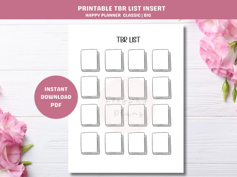 PRINTABLE TBR List Insert With Cut Lines | Reading Planner | Reading ...
