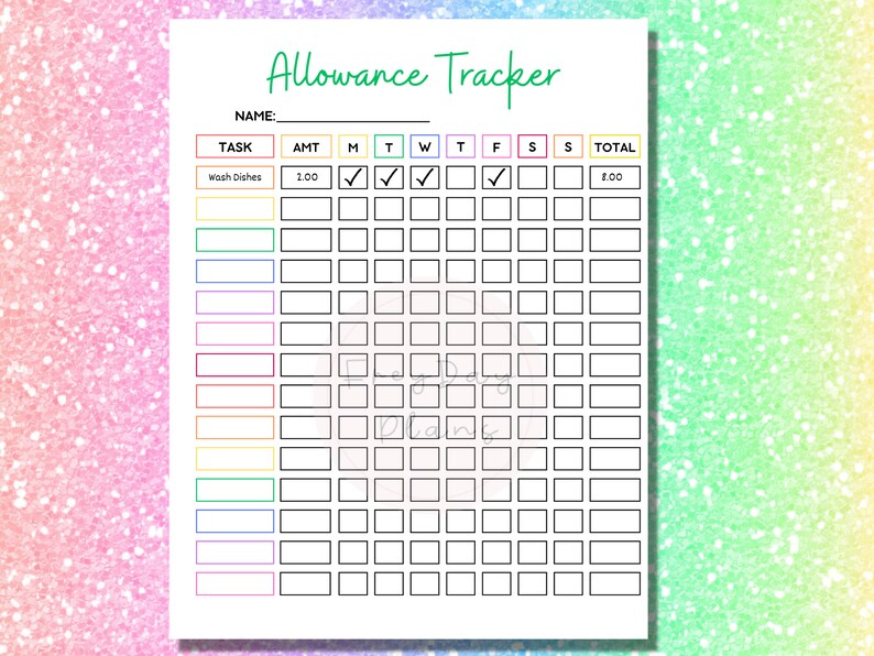 PRINTABLE Allowance Tracker | Chore Tracker | Household | Planner ...