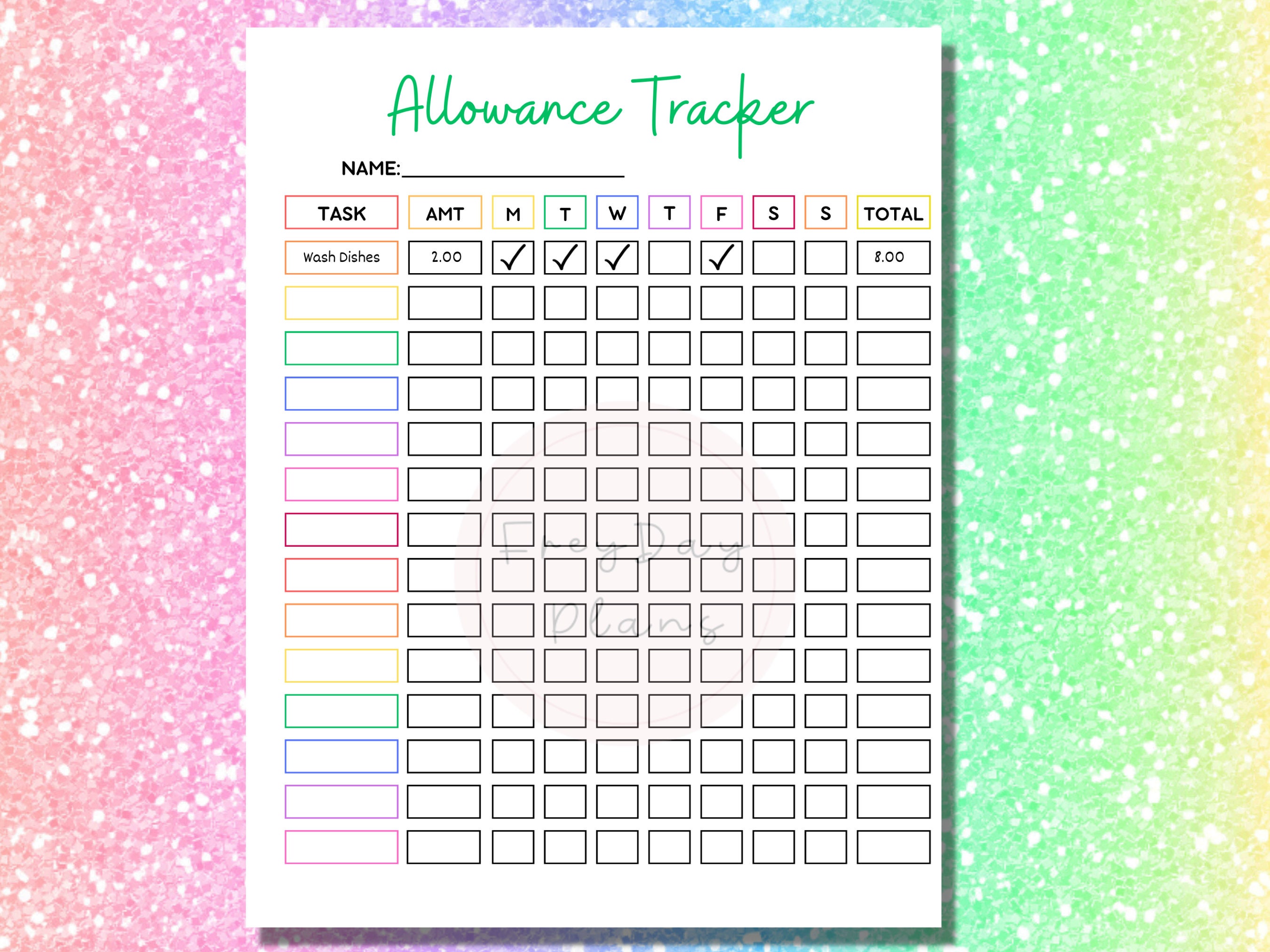 PRINTABLE Allowance Tracker | Chore Tracker | Household | Planner ...