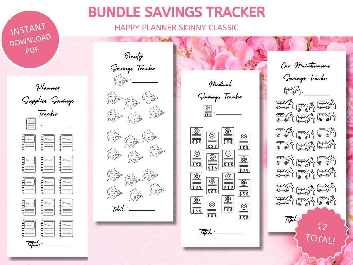 BUNDLE Savings Tracker | Printable | Half Sheet | Planner Insert - Etsy