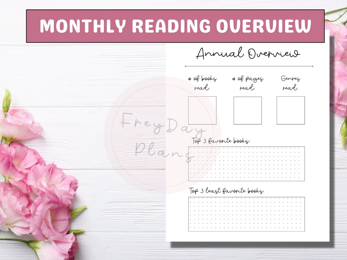 PRINTABLE Monthly Reading Overview DOTGRID Style, Reading Journal ...
