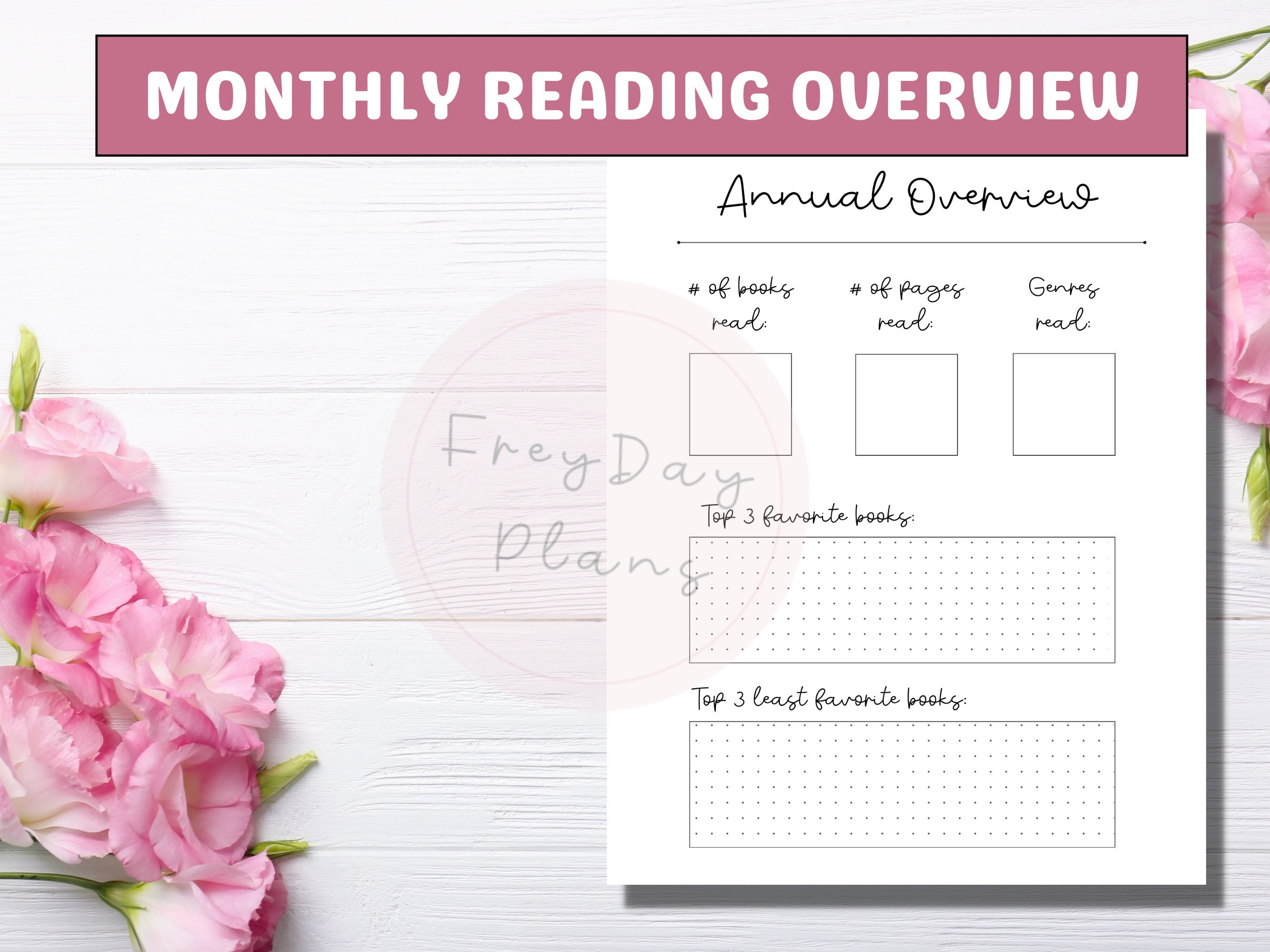Printable Reading Journal, Monthly Overview, Dotgrid Style (PDF) - Etsy