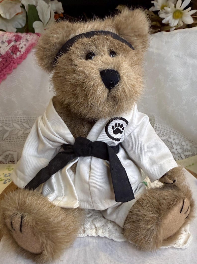 Boyds Collection Karate Bear • 10” Plush Teddy • Martial Arts Black ...