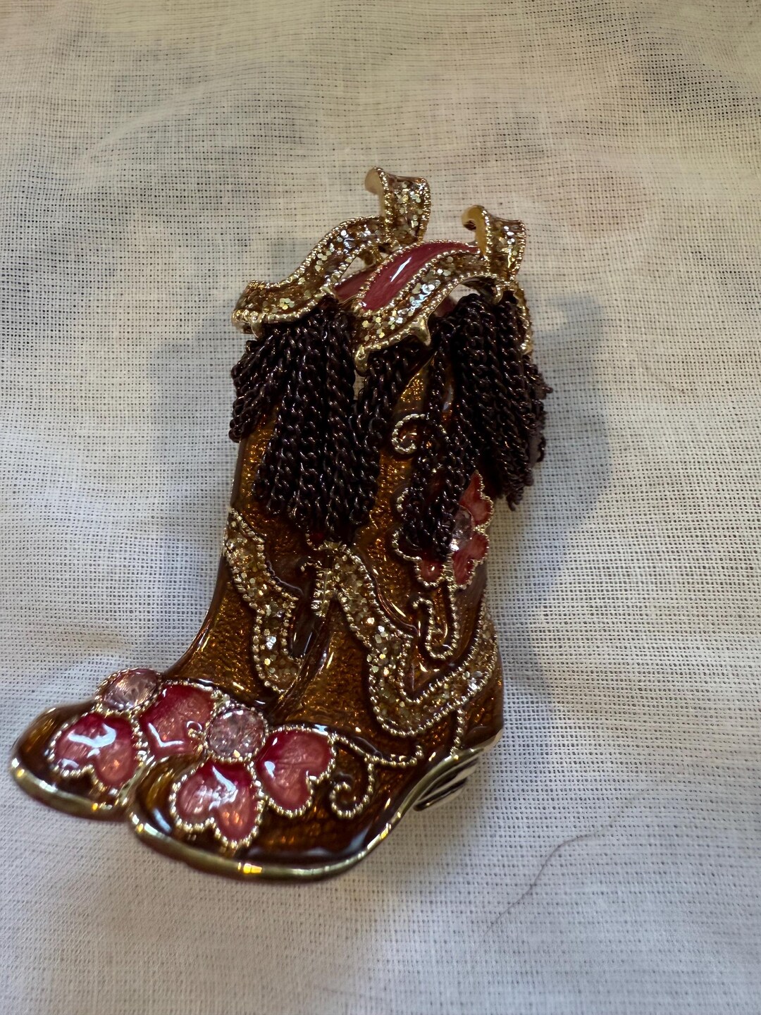 Vintage Napier Cowboy Boot Brooch, Enamel Rhinestone Western Jewelry - Etsy
