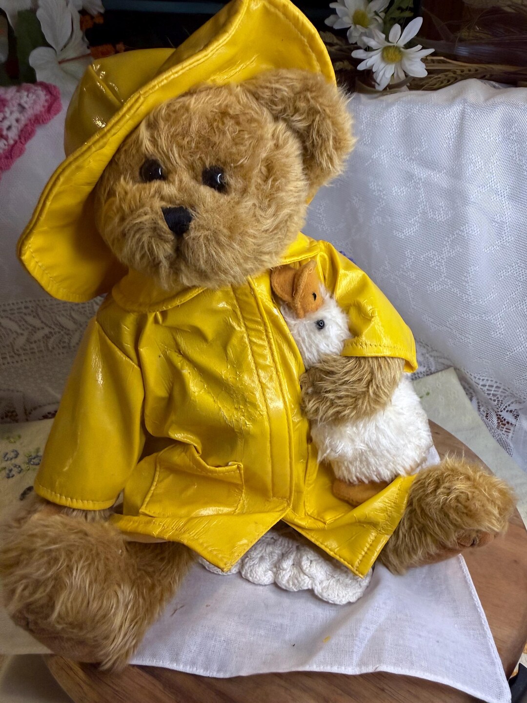 Vintage Bearington Raincoat Bear Plush, Yellow Vinyl Jacket, Duck ...