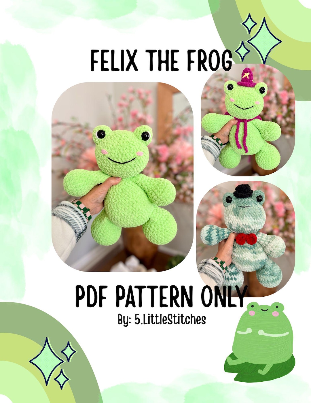 Felix the Frog PDF Pattern- LOW SEW - Etsy