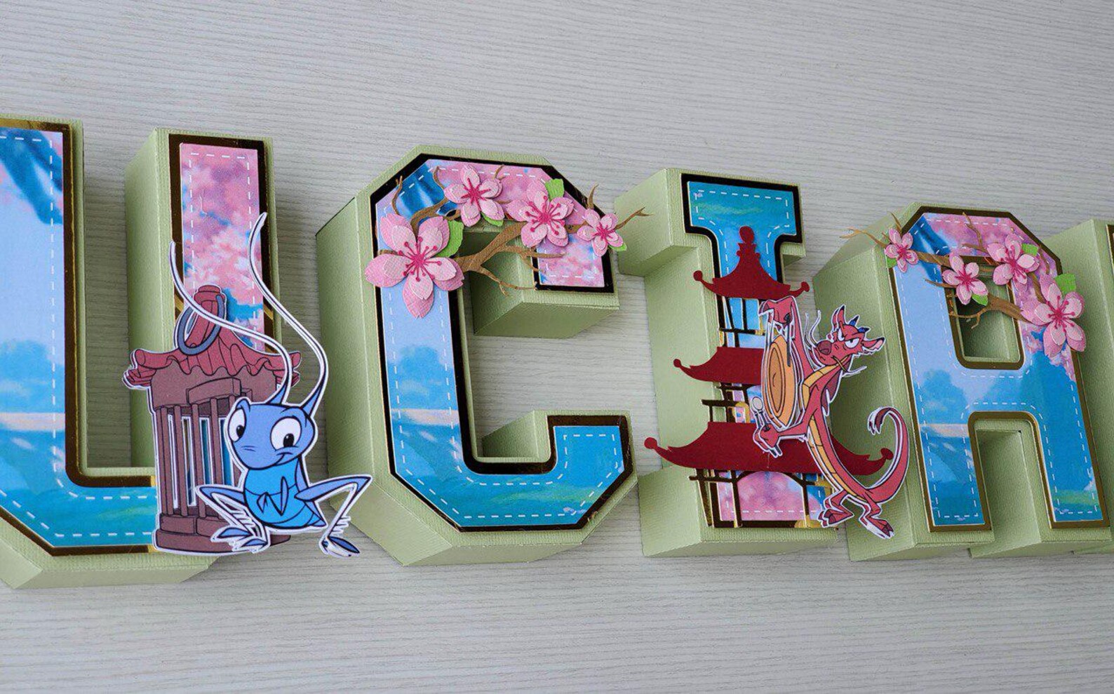 Mulan 3D Letters, Warrior Princess Party Decor, Cherry Blossom Theme ...
