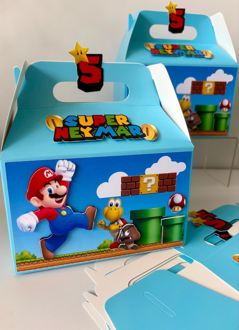 Mario Bros Gable Favor Boxes: Mario Birthday Party - Etsy