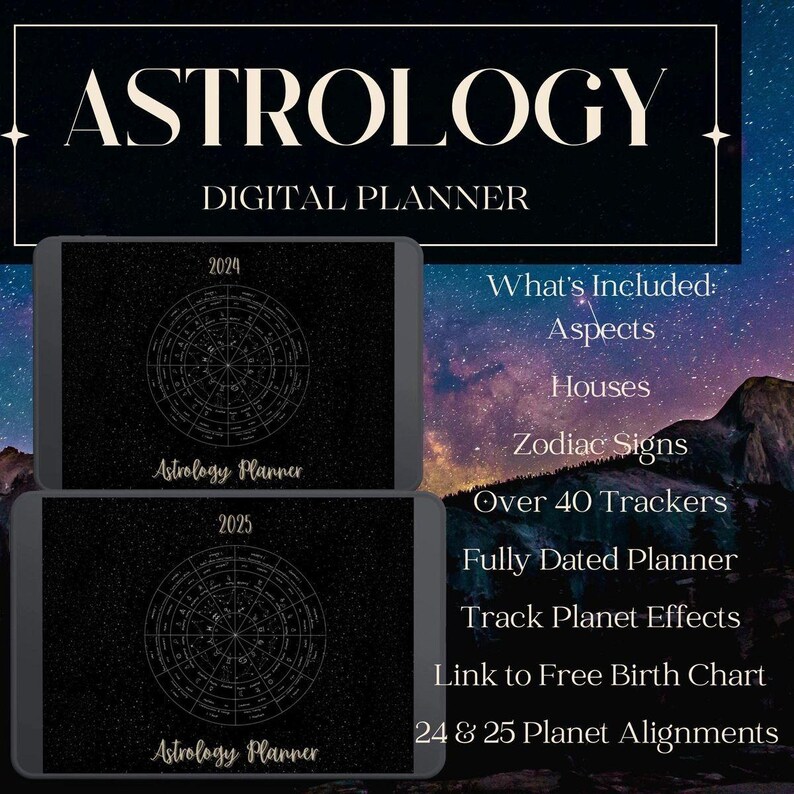 2024/2025 Astrology Digital Planner, Planet Transit Tracker, Monthly ...