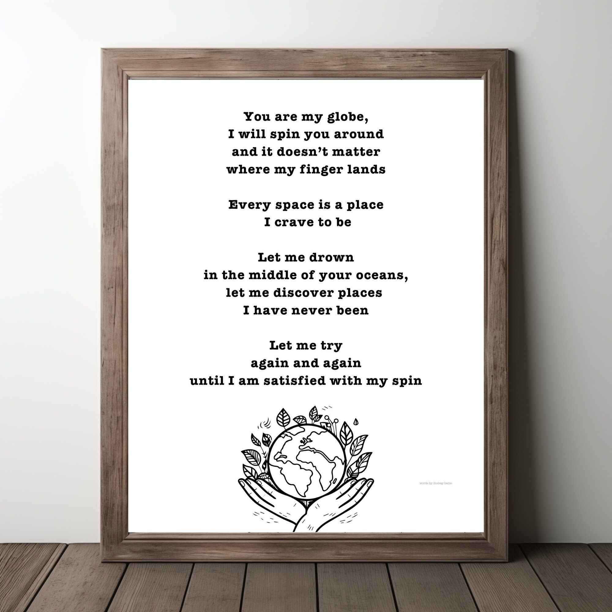 You Are My Globe Black and White Poem Digital Print, Love Poem, Poetry ...