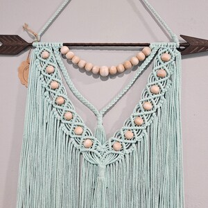 Min Green Macrame Wall Hanging on Rustic Arrow - Etsy