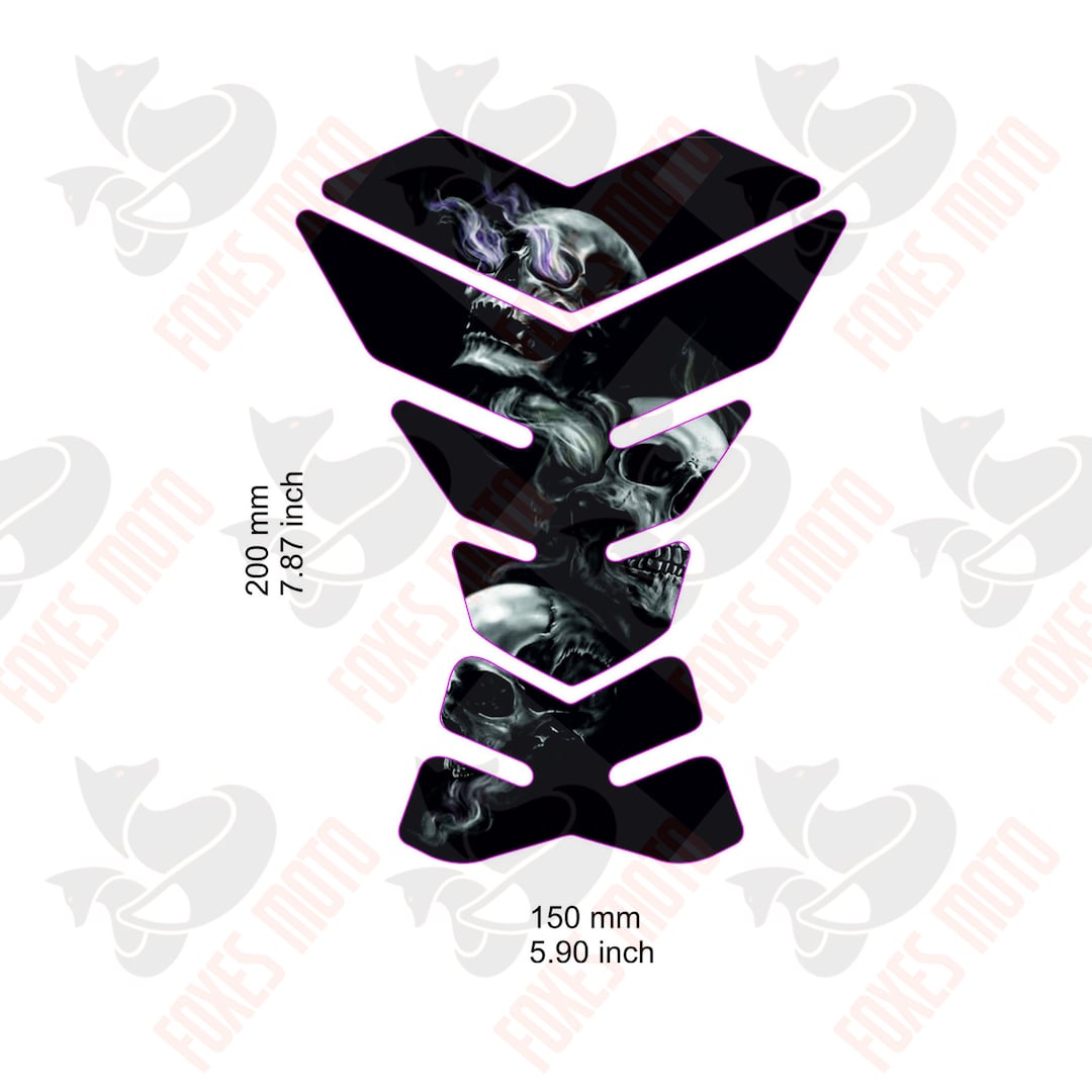 Smoking Skulls Universal 3D Tank Pad Sticker Decal for Motorcycle or ...