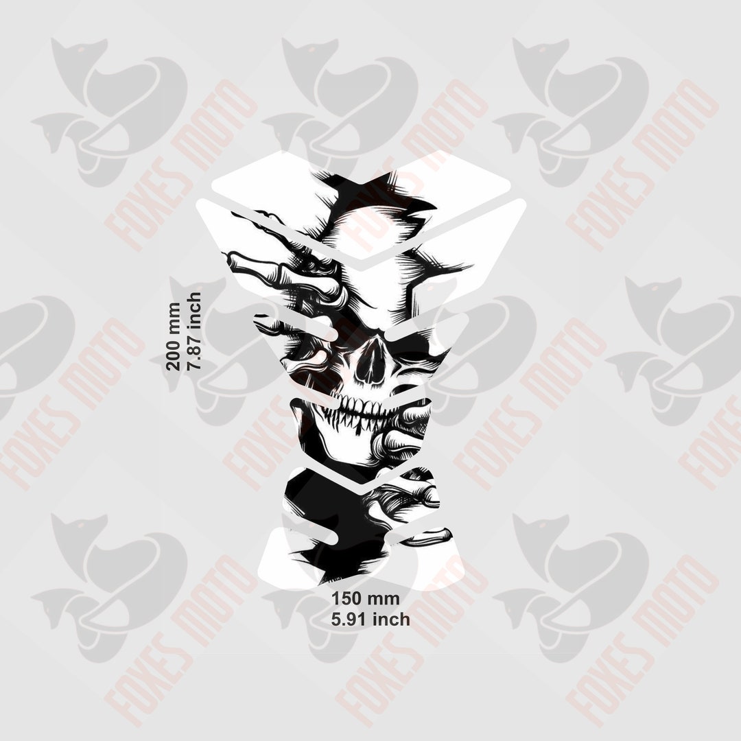 Skull Rip Universal 3D Tank Pad Sticker Decal for Motorcycle or Trike ...