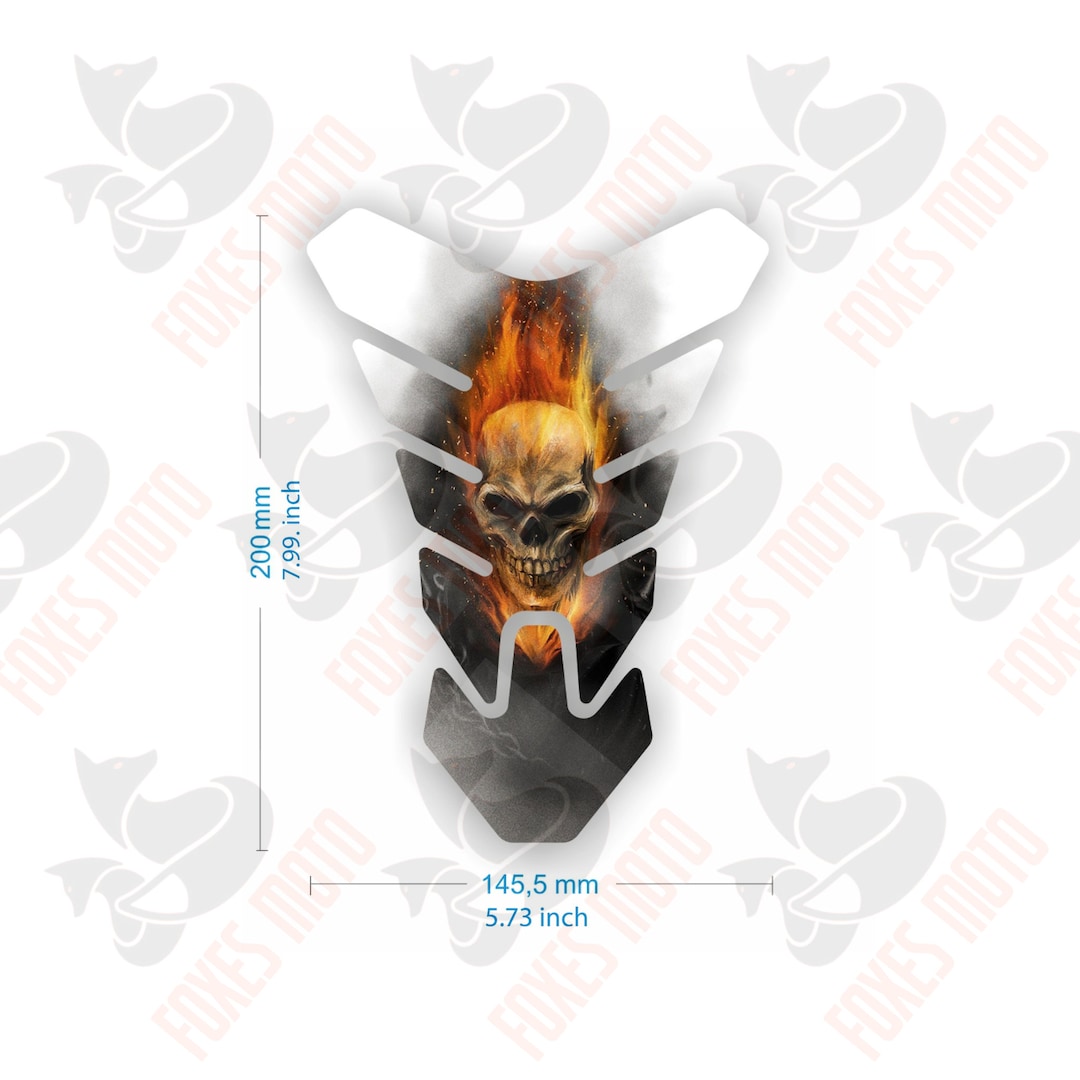Flames Skull Universal 3D Tank Pad Sticker Decal for Motorcycle or ...