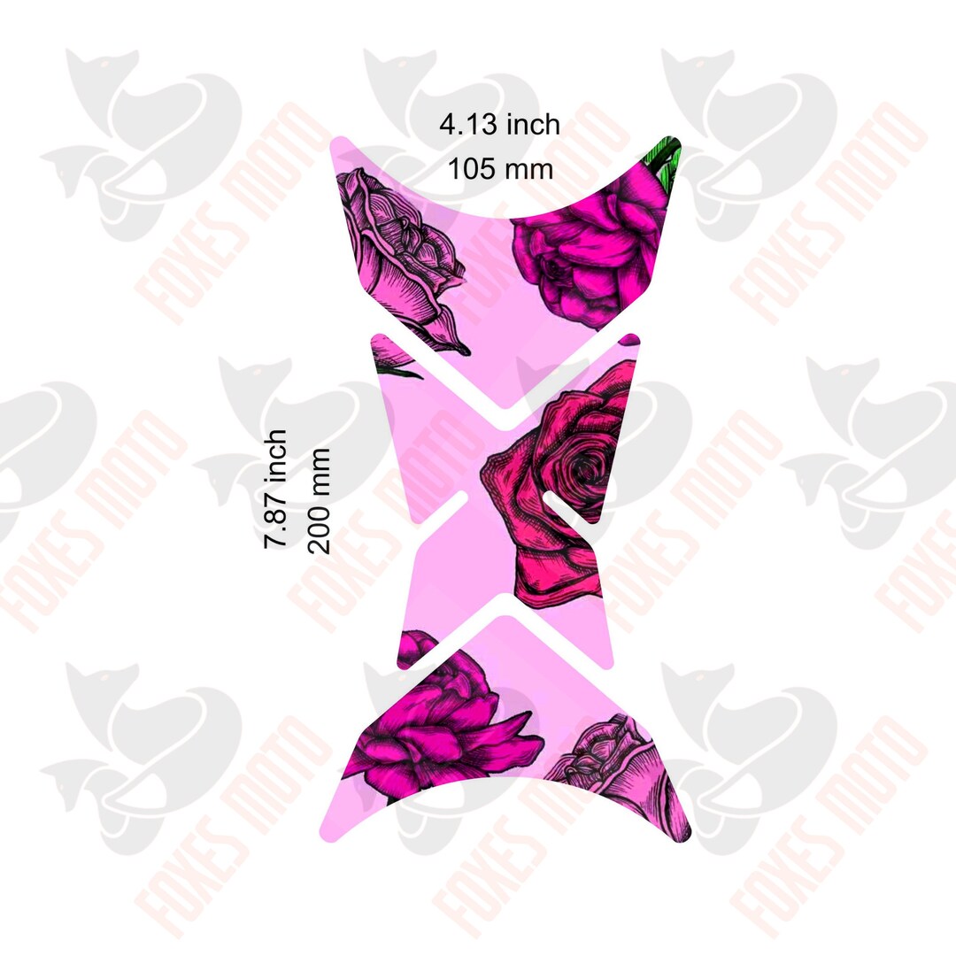 Pink Roses Universal 3D Tank Pad Sticker Decal for Motorcycle or Trike ...
