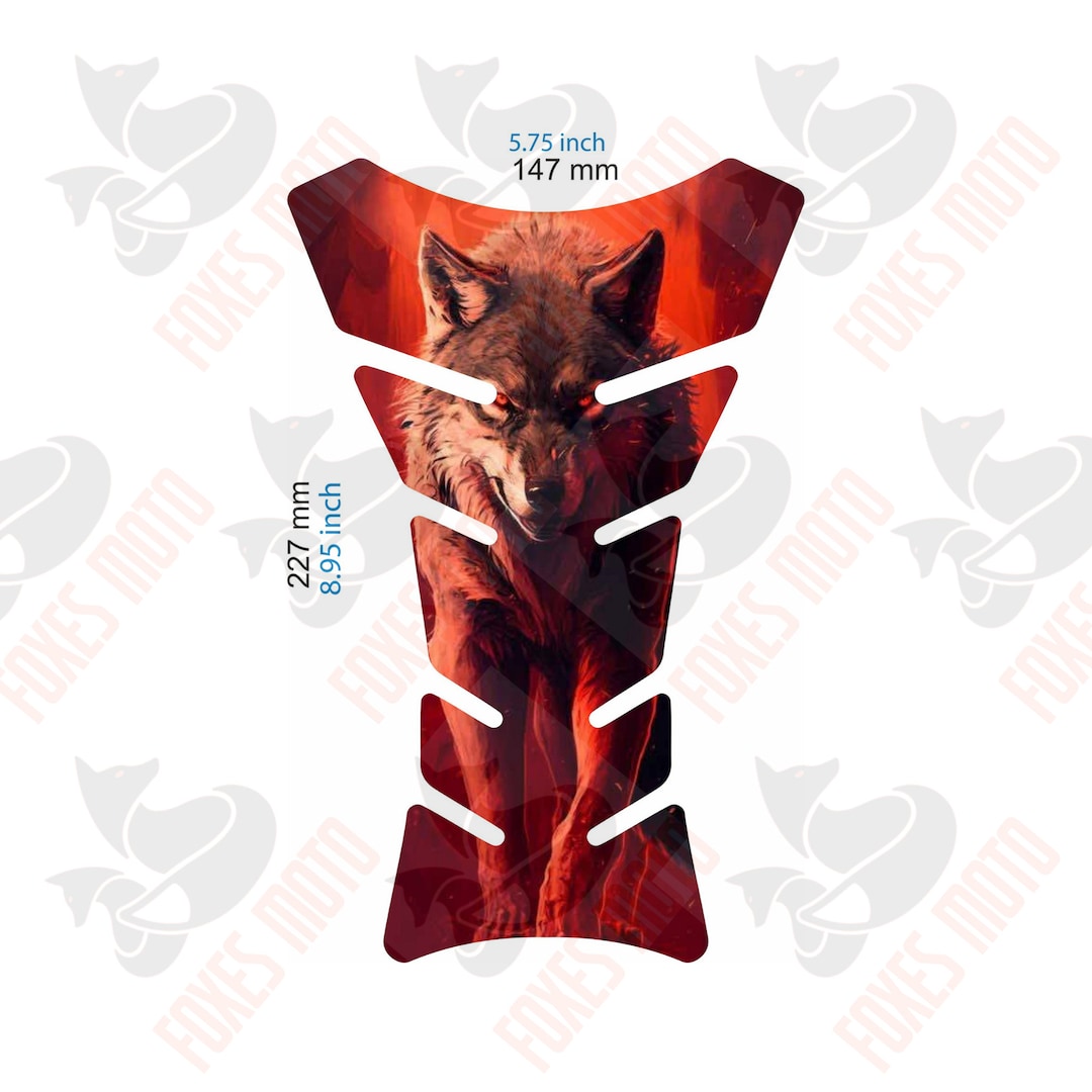 Red Wolf Universal 3D Tank Pad Sticker Decal for Motorcycle or Trike ...