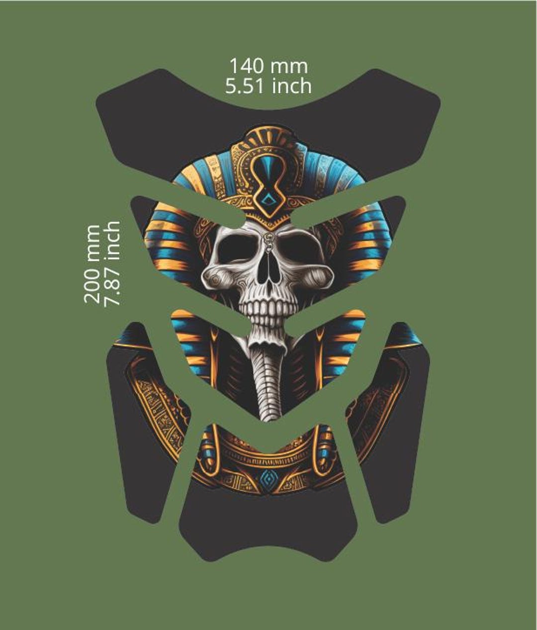 Pharaoh Skull Universal 3D Tank Pad Sticker Decal for Motorcycle or ...