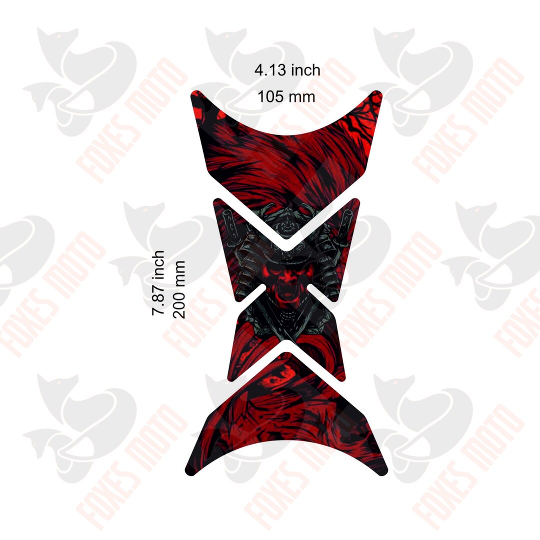 Samurai Mask Universal 3D Tank Pad Sticker Decal for Motorcycle or ...