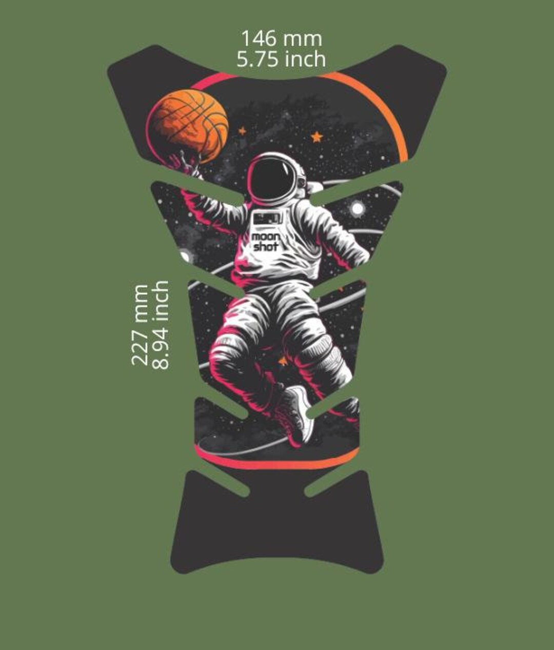 Astronaut With Basketball Universal 3D Tank Pad Sticker Decal for ...