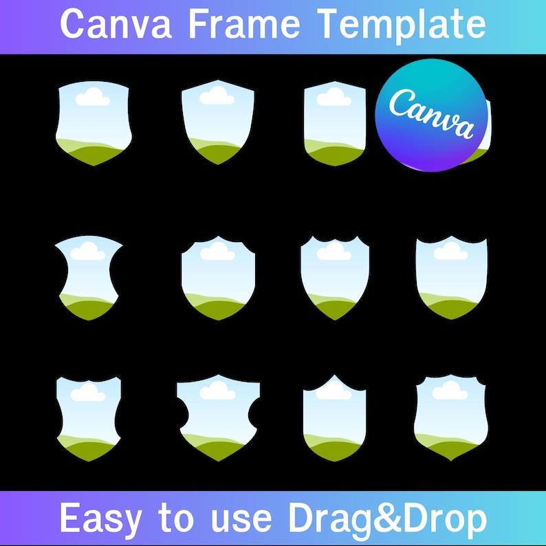 Shield Shape Canva Frame - Etsy