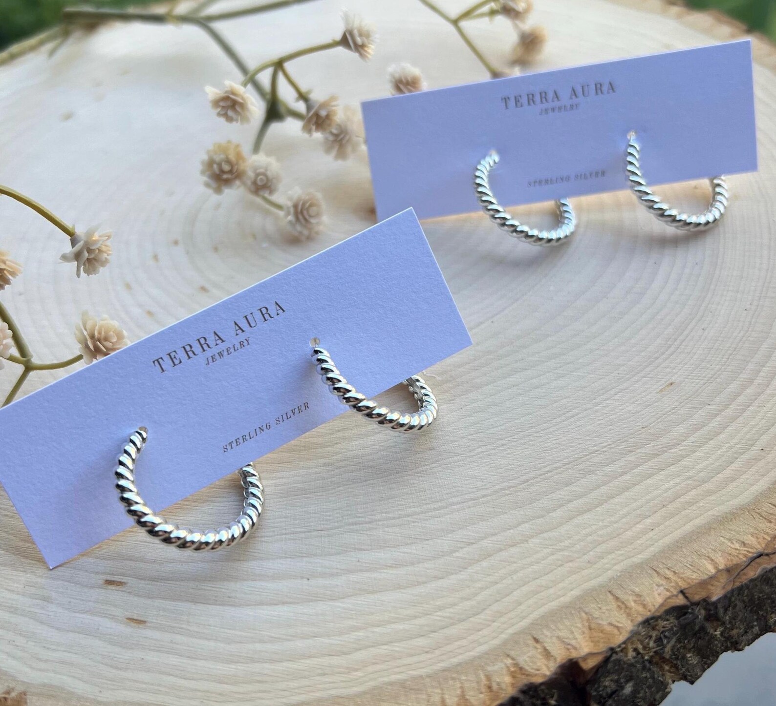 Sterling Silver Thick Twist Hoop Earrings Medium Size Hoops Chunky ...