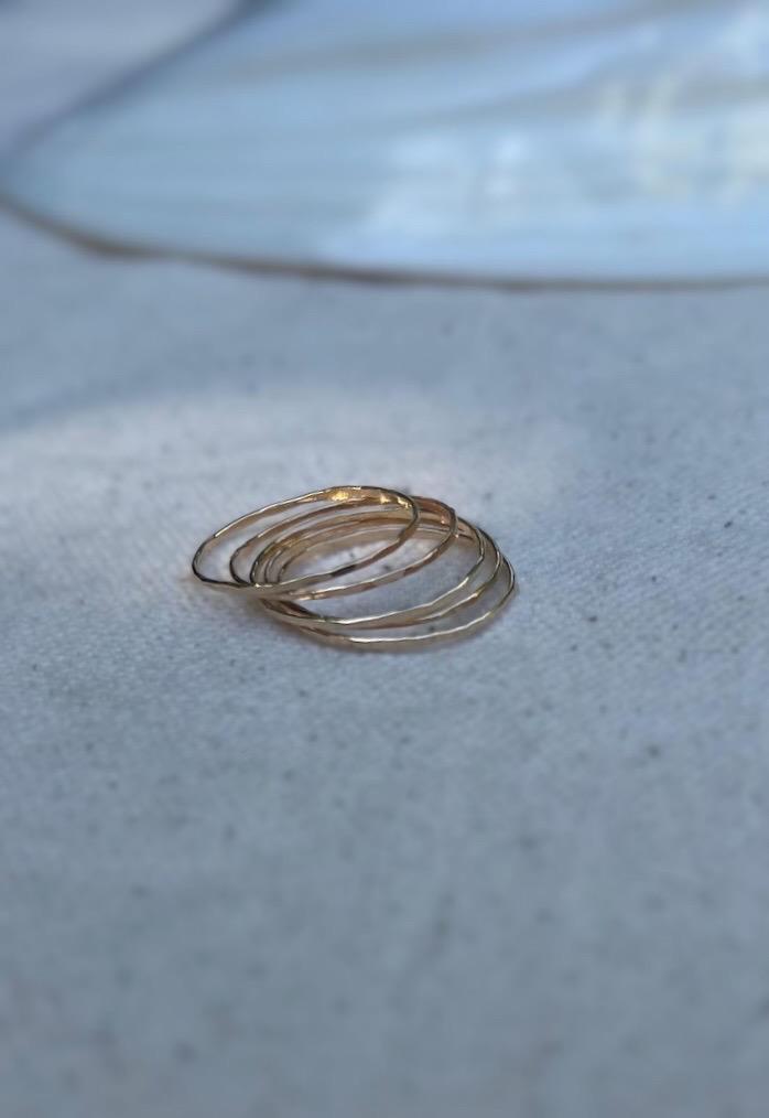 Set of 5 Ultra Thin 14k Gold Filled Stacking Rings Delicate Dainty Ring ...