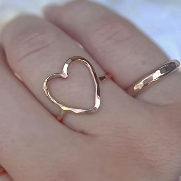 Open Heart Ring - Etsy