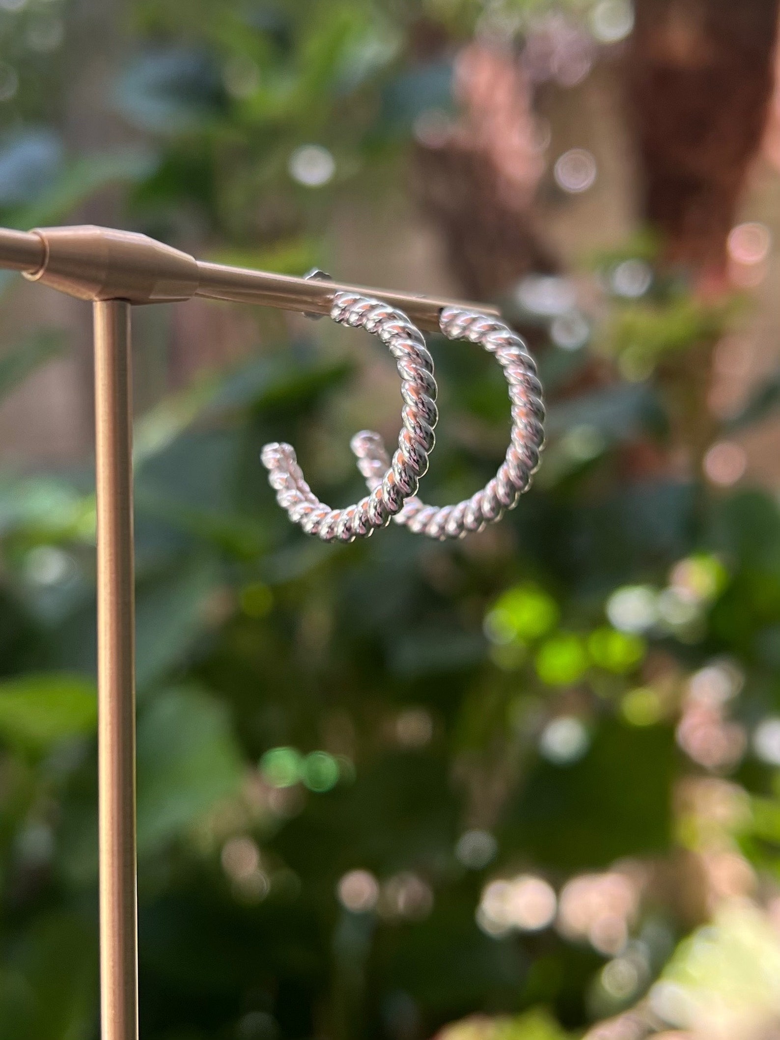 Sterling Silver Thick Twist Hoop Earrings Medium Size Hoops Chunky ...