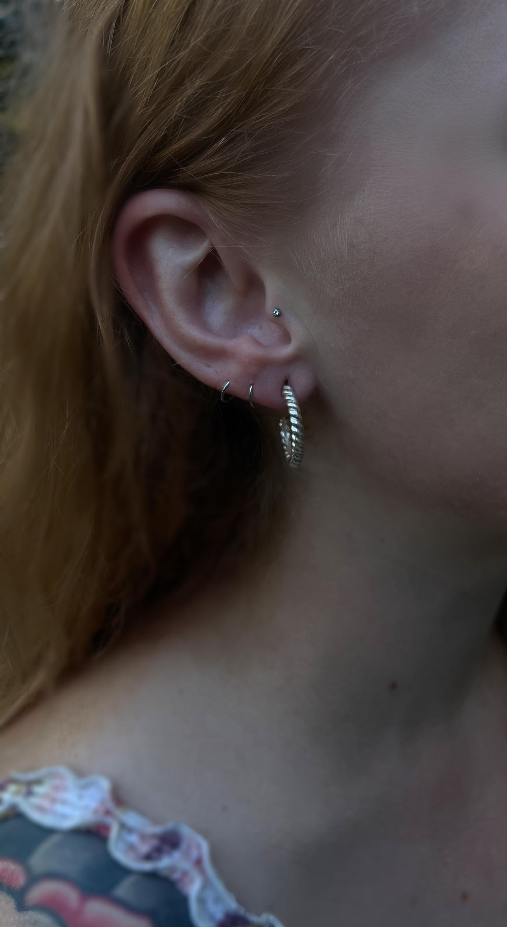 Sterling Silver Thick Twist Hoop Earrings Medium Size Hoops Chunky ...