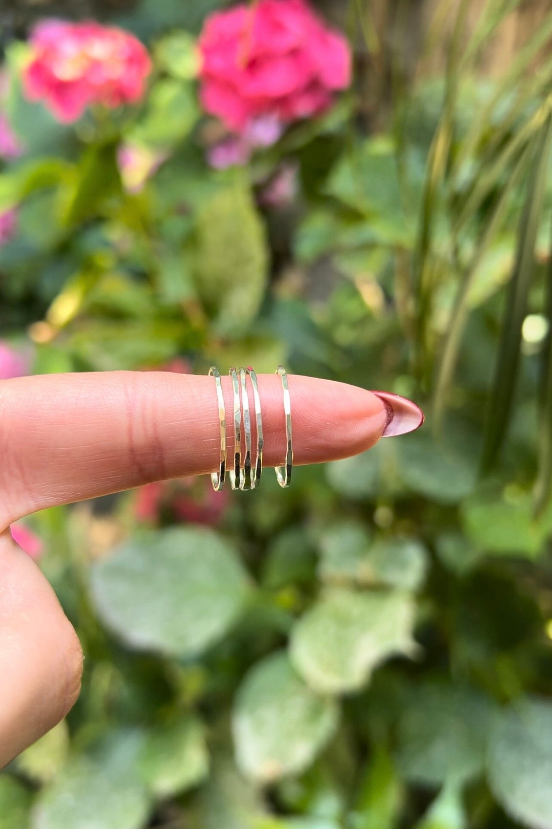 Single Ultra Thin Sterling Silver Delicate Hammered Stacking Ring ...