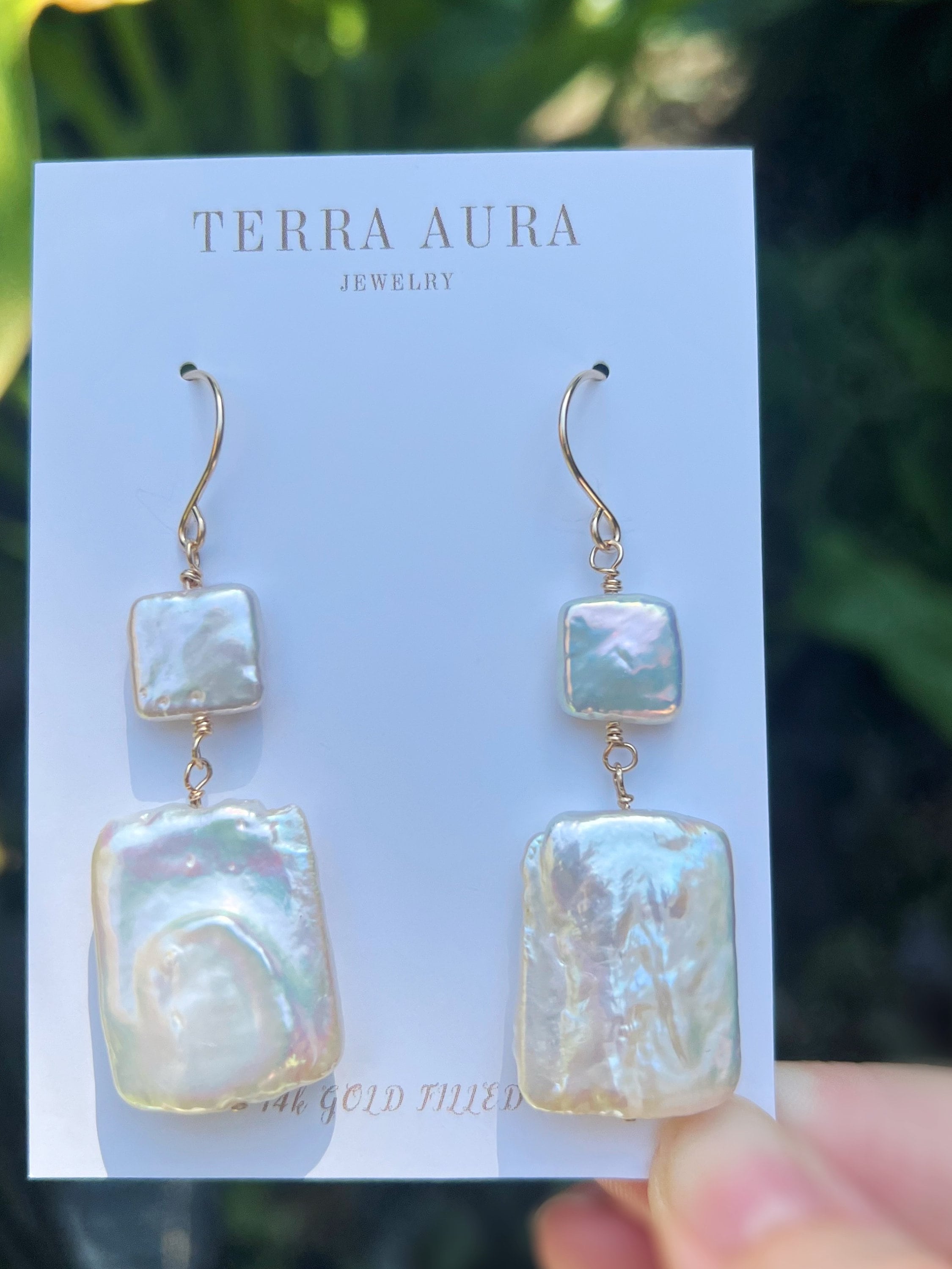 Square Pearl Earrings Baroque Pearl Earrings Chunky Pearls 14k Gold ...