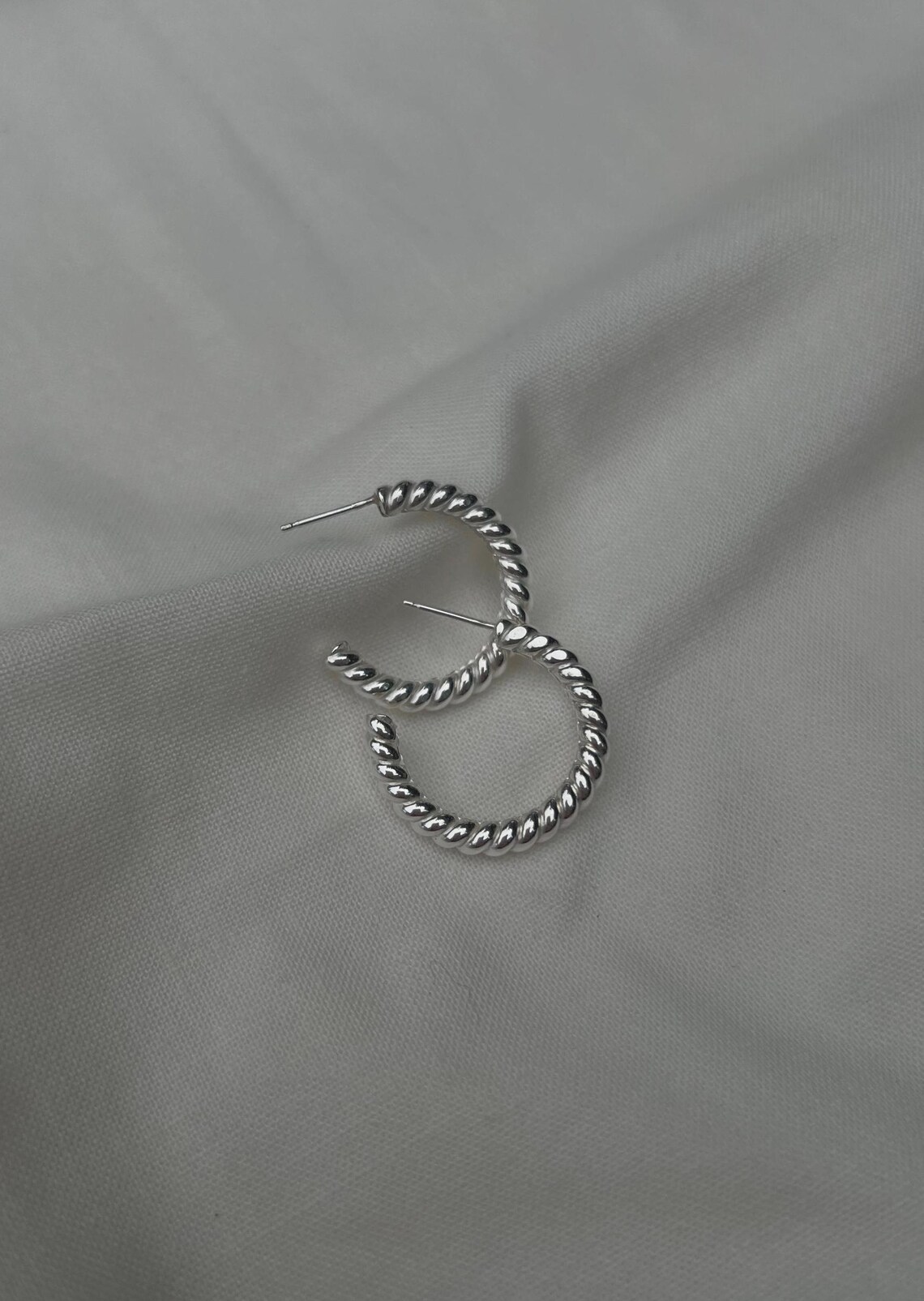 Sterling Silver Thick Twist Hoop Earrings Medium Size Hoops Chunky ...