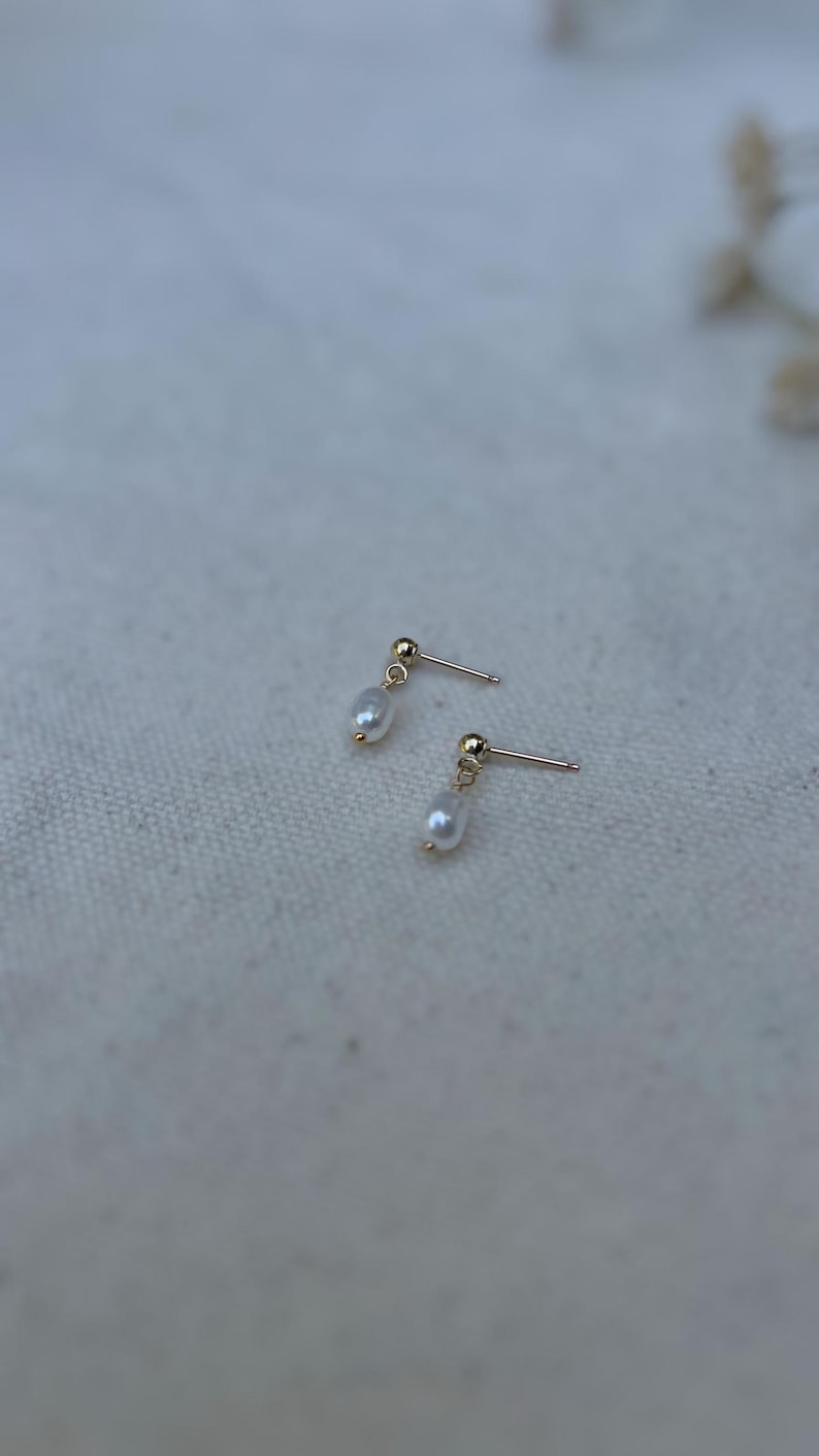 Drop Pearl Earrings Pearl Studs Simple Pearl Jewelry Dainty Pearl Drops ...