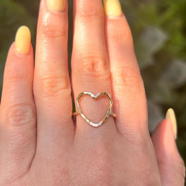 Open Heart Ring - Etsy