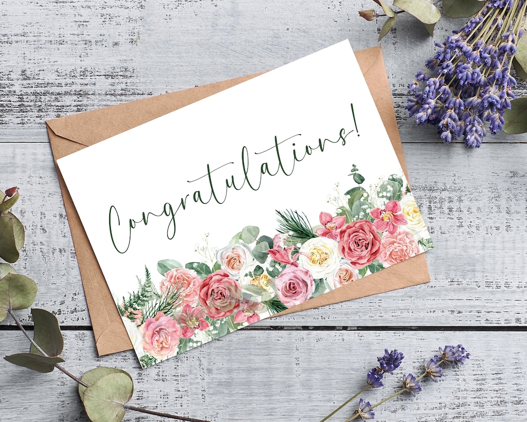 Congratulations Printable Card, Digital Download, 5"x 7" Card, Instant ...