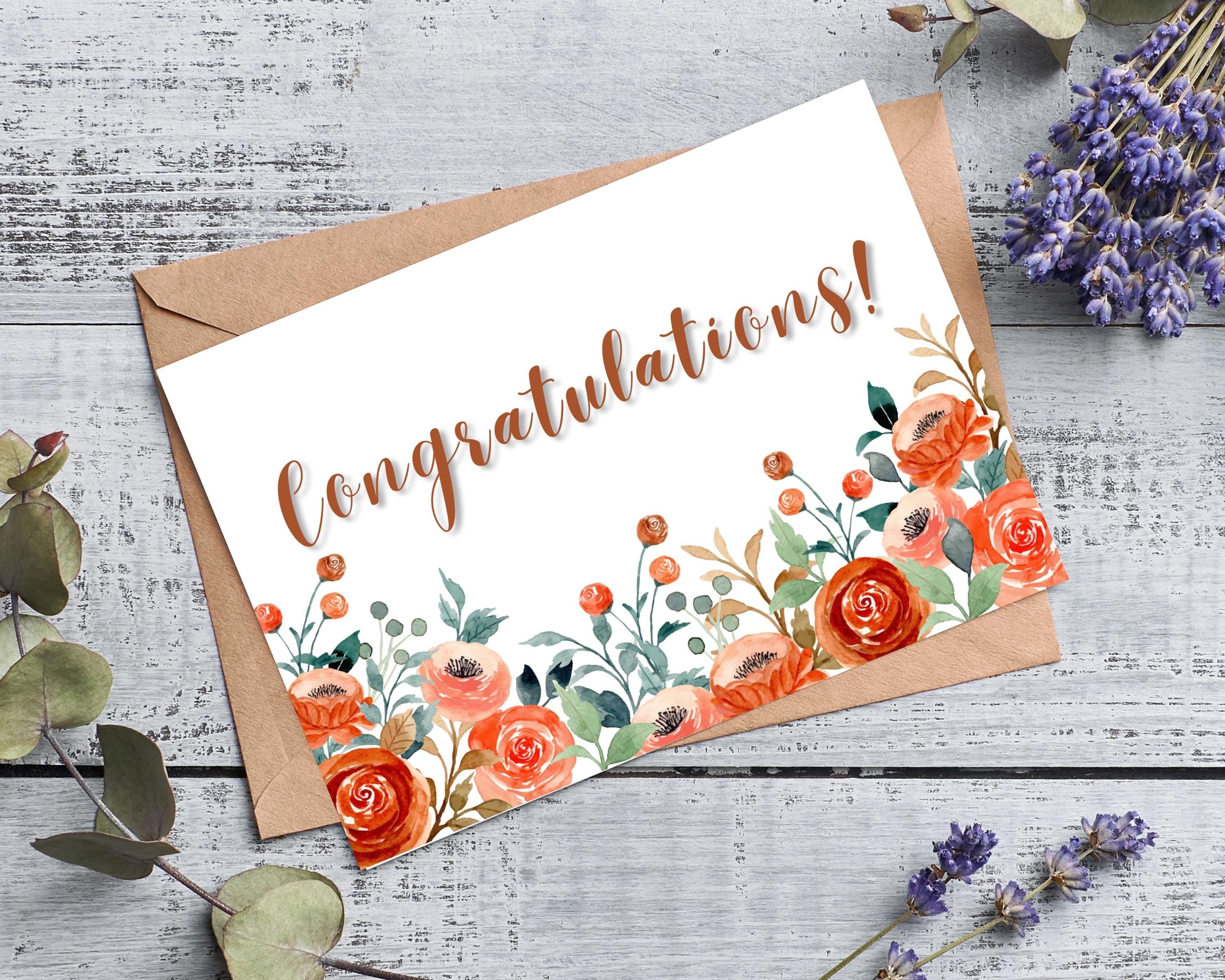 Congratulations Printable Card, Digital Download, 5"x 7" Card, Instant ...