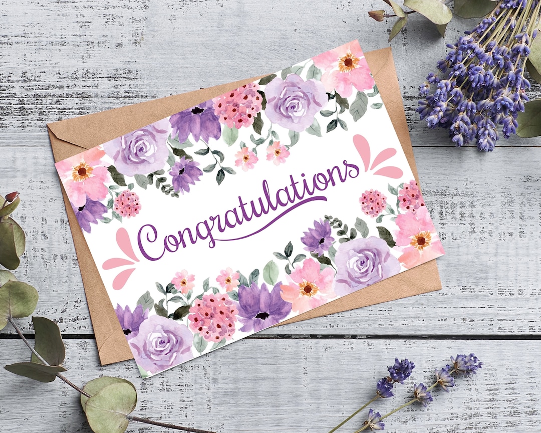 Congratulations Printable Card ,digital Download, 5x 7 Card, Instant ...