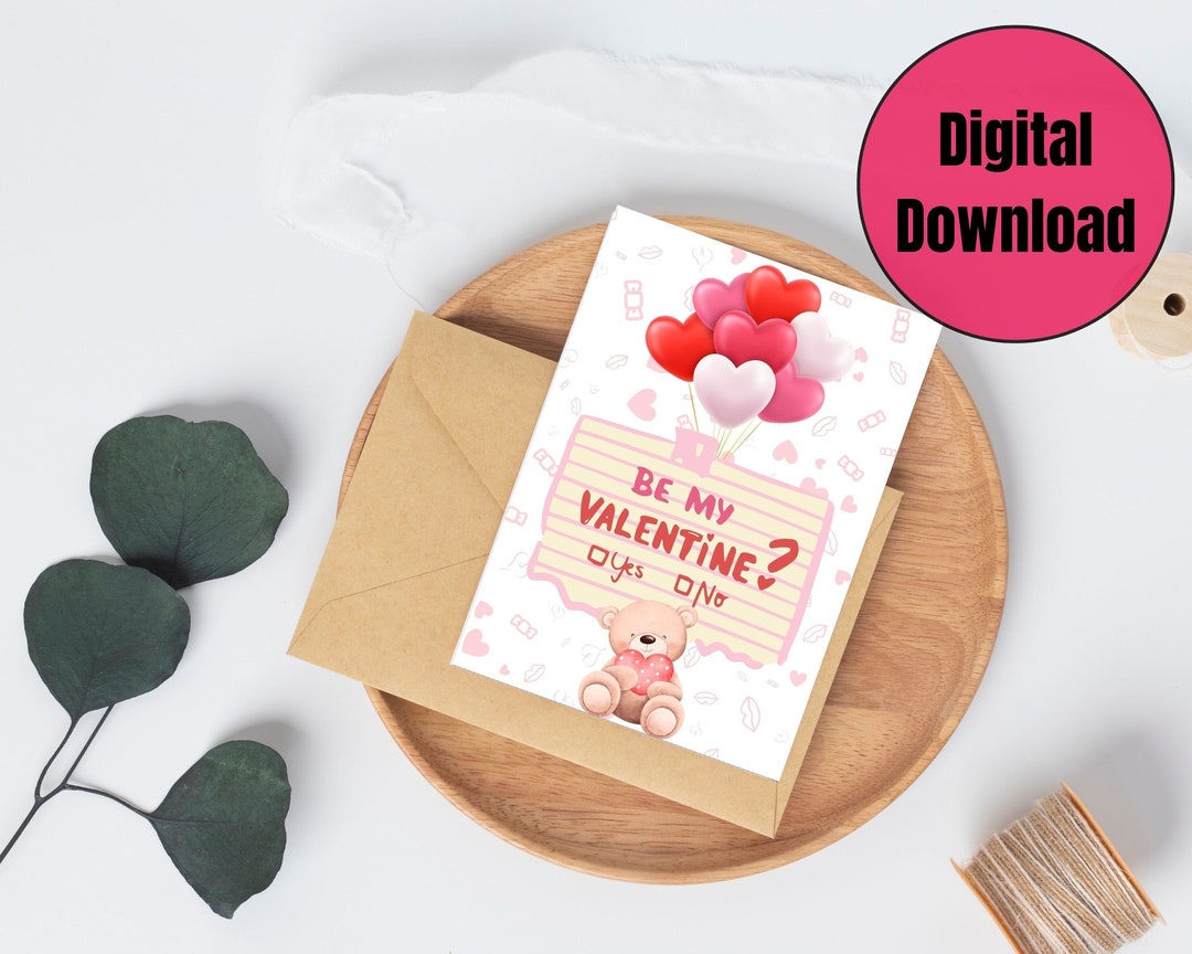 Be My Valentine, Printable Card, Digital Download, Valentine's Card ...
